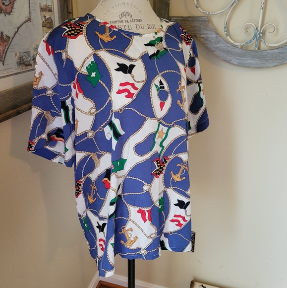 Unique Vintage | Tops | Vintage Top Nautical Anchor Rope Crown Pattern ...